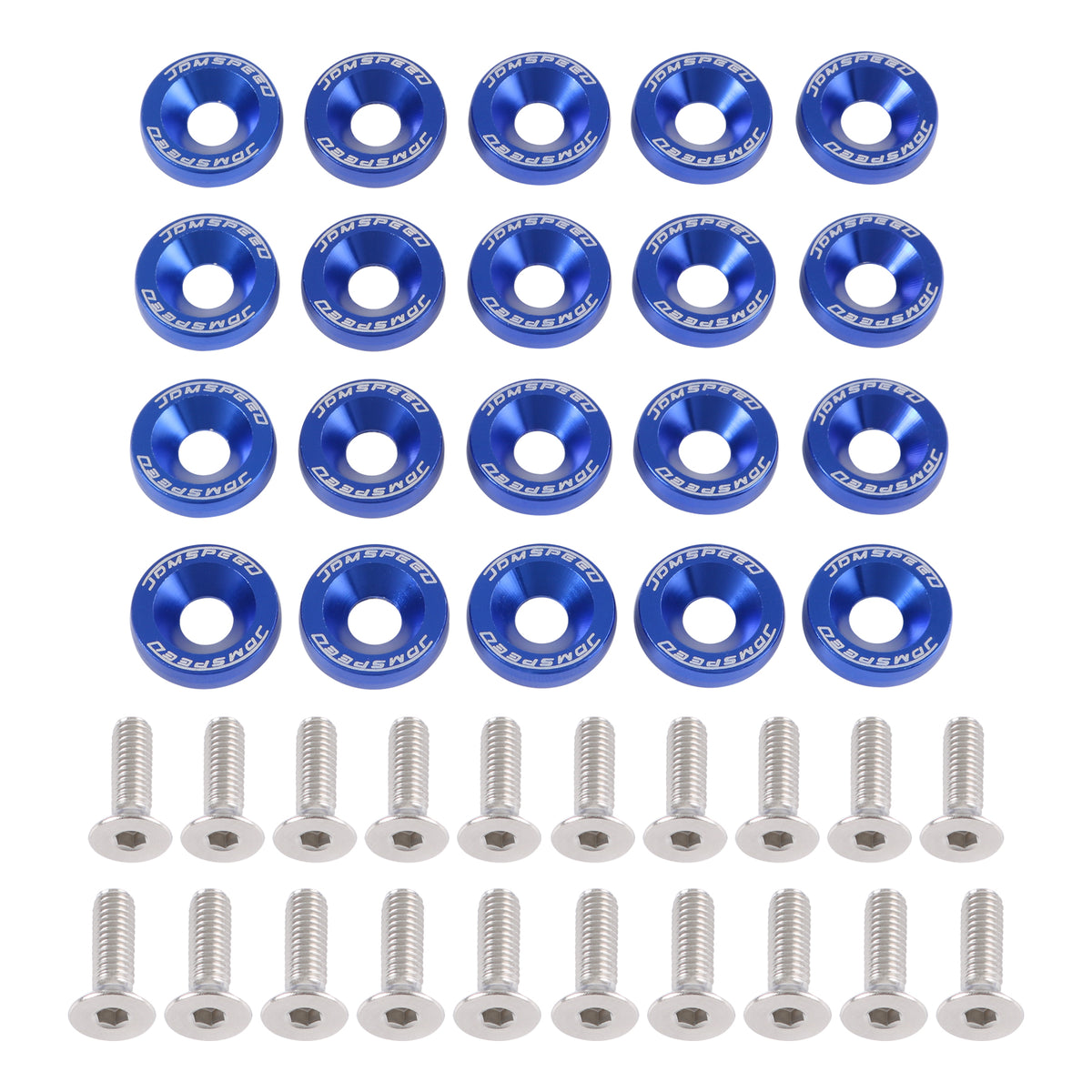 JDMSPEED New 20pcs Universal Blue Color Aluminum Fender Washer Engine ...