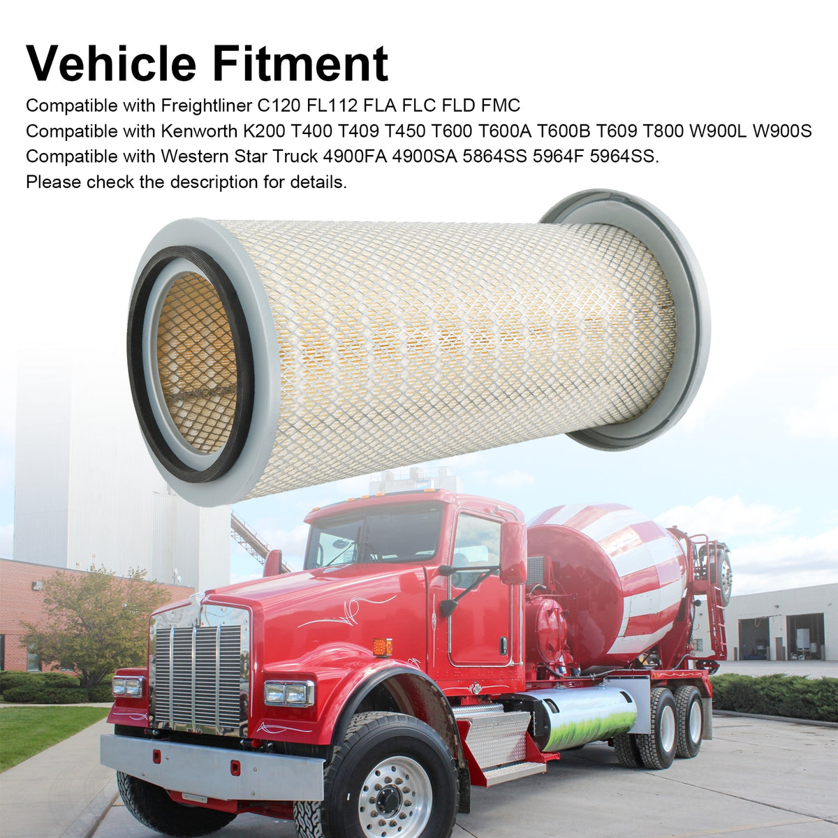 JDMSPEED Air Filter For Kenworth Mack Peterbilt LAF3551 46883 AF1968 A ...