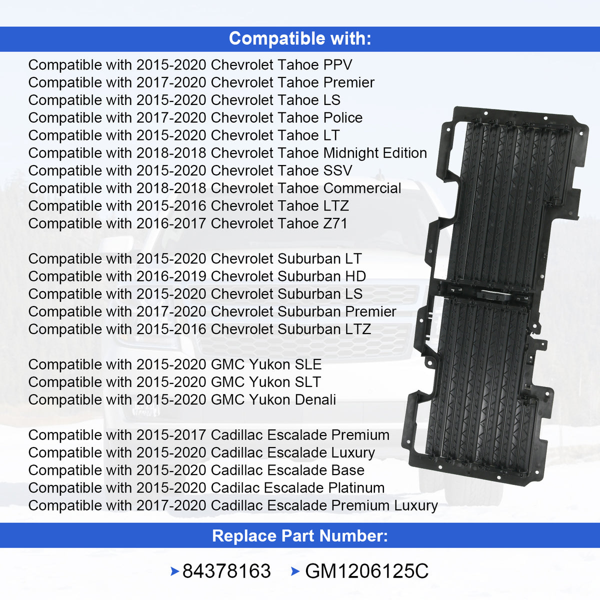 JDMSPEED Radiator Shutter Assembly 84378163 For 2015-2020 Cadillac Esc ...