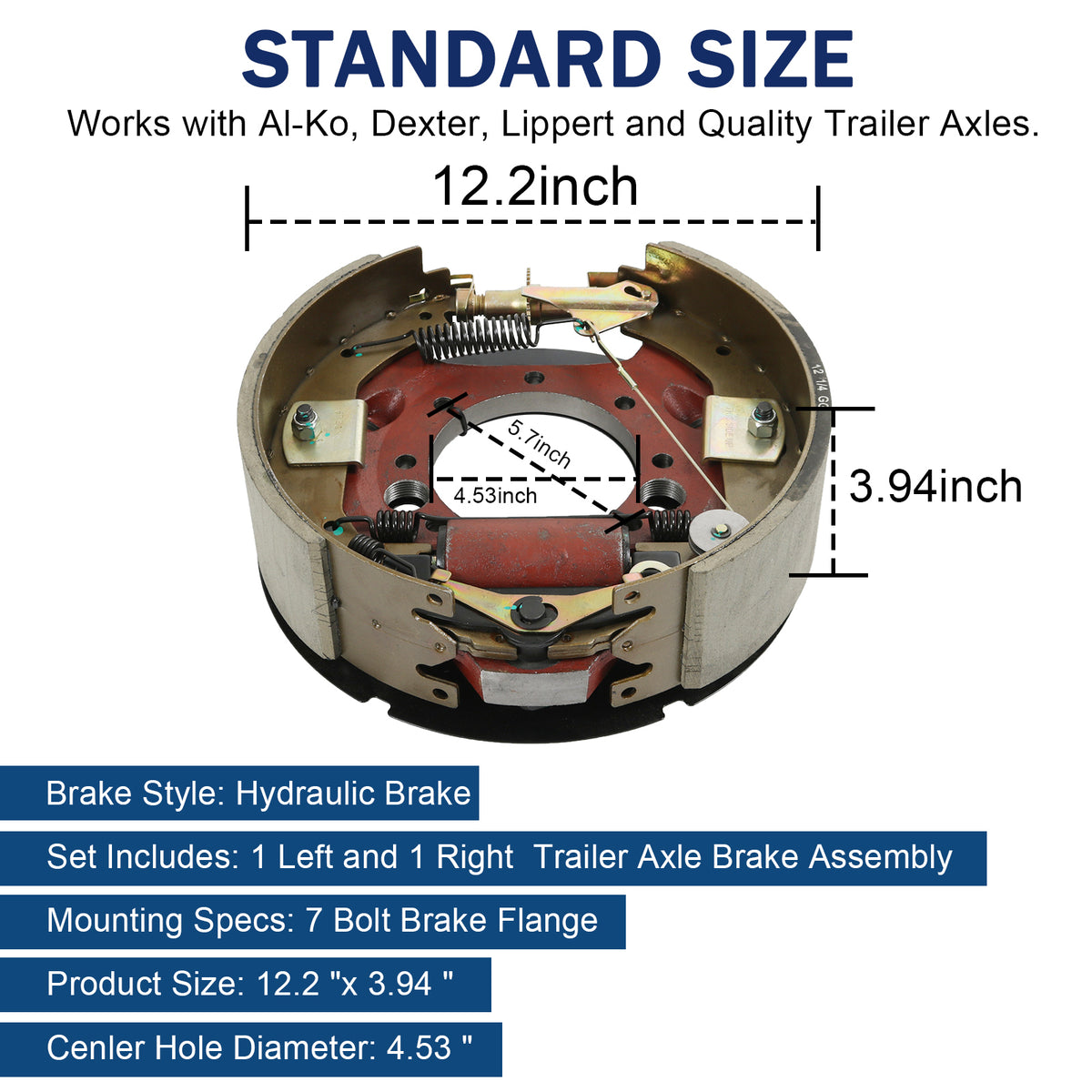 JDMSPEED 2PCS 12.25" Hydraulic Brakes fits Dexter 9K 10K Trailer Axles ...