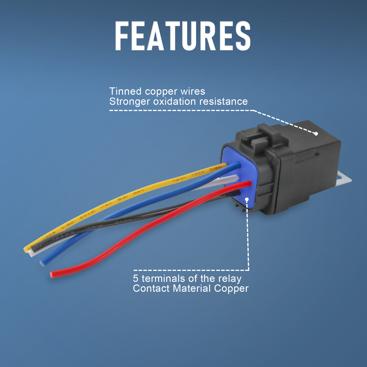 JDMSPEED 4x Heavy Duty 12V 40A Car Auto 5 Pins & Wire Relay Waterproof ...