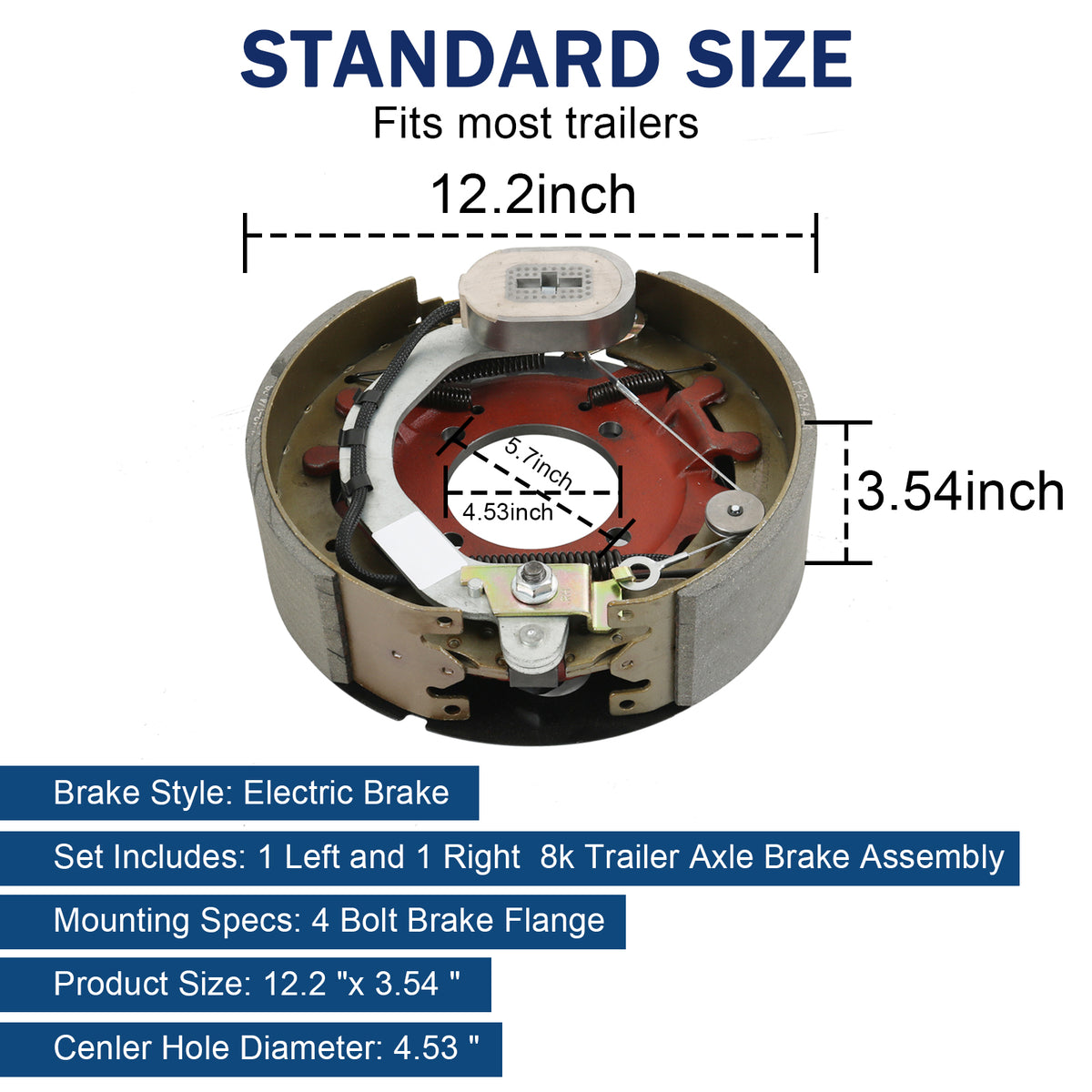 JDMSPEED Electric Trailer Backing Plate Brake Fits Dexter 8K Axle Set ...