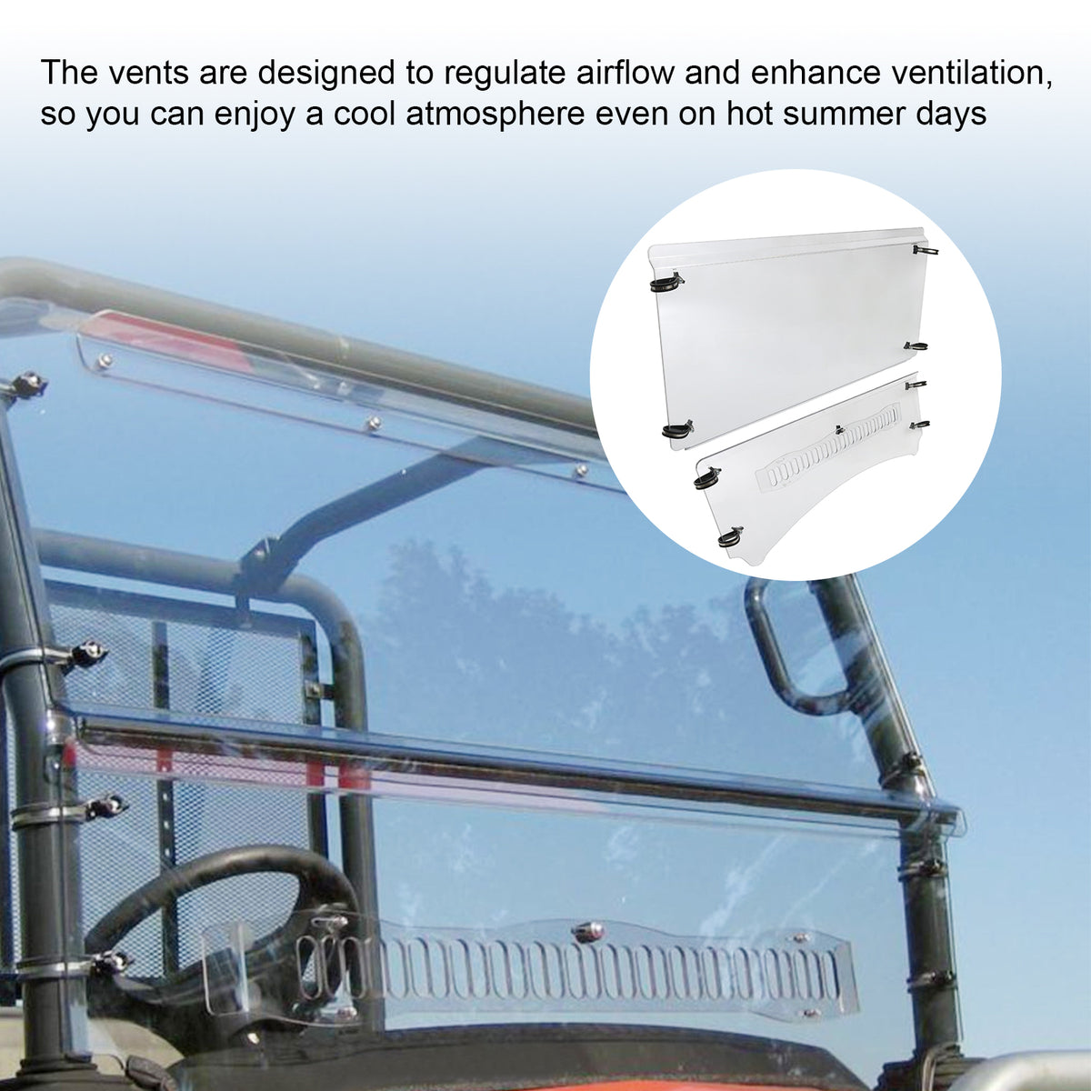 JDMSPEED For KUBOTA RTV900 XT/XTG MAX-FLO VENTED WINDSHIELD 1/4'' Poly ...