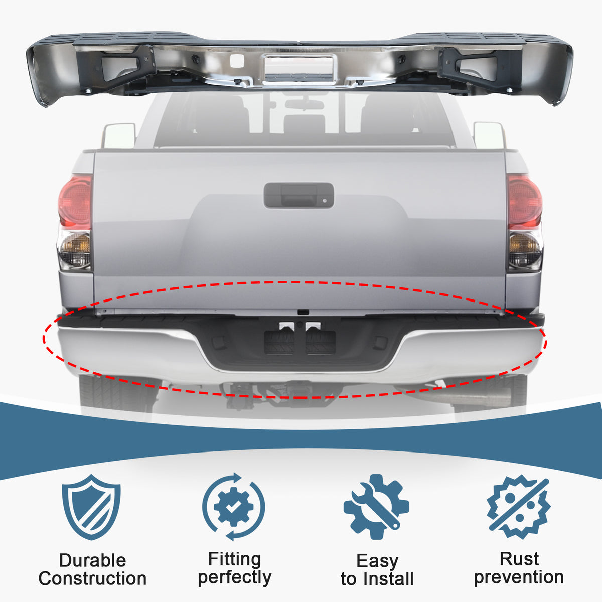 JDMSPEED Rear Chrome Bumper w/Brackets Fit Chevy Silverado GMC Sierra ...