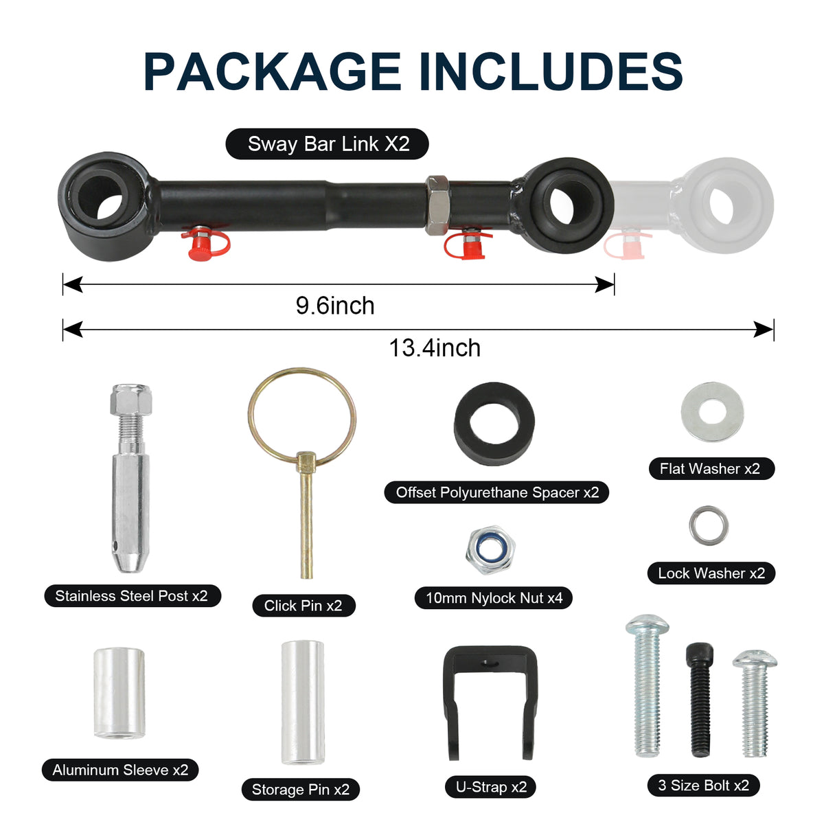 JDMSPEED Quick Disconnect Sway Bar Links W/ 2.5-6" Lifts For TJ Cherok ...