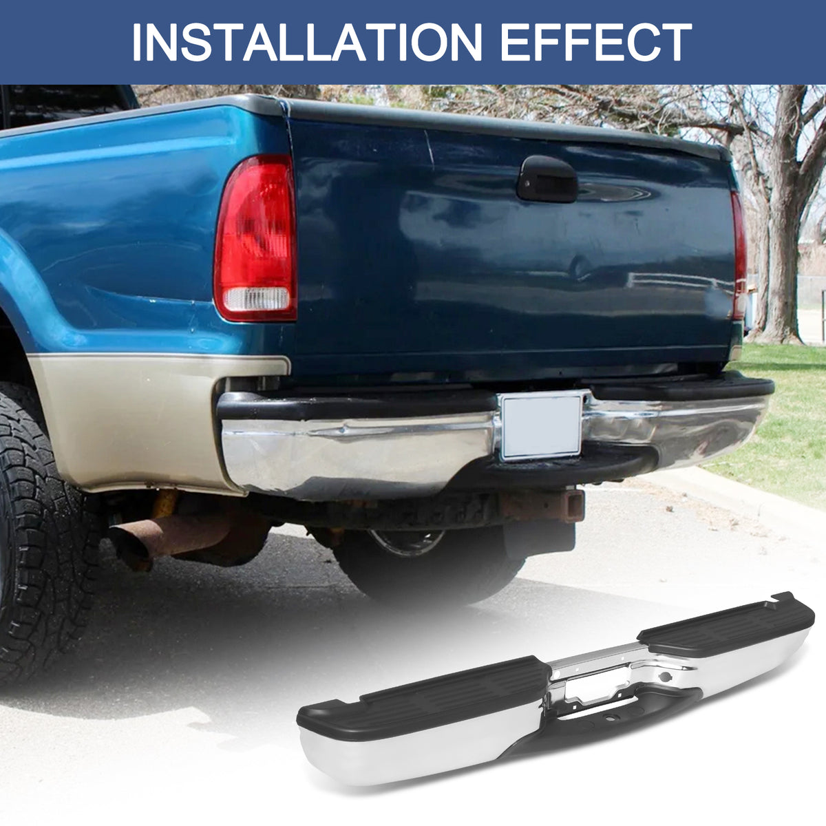 JDMSPEED Rear Step Bumper W/o Park Sensor Holes Chrome For 1999-2007 F ...