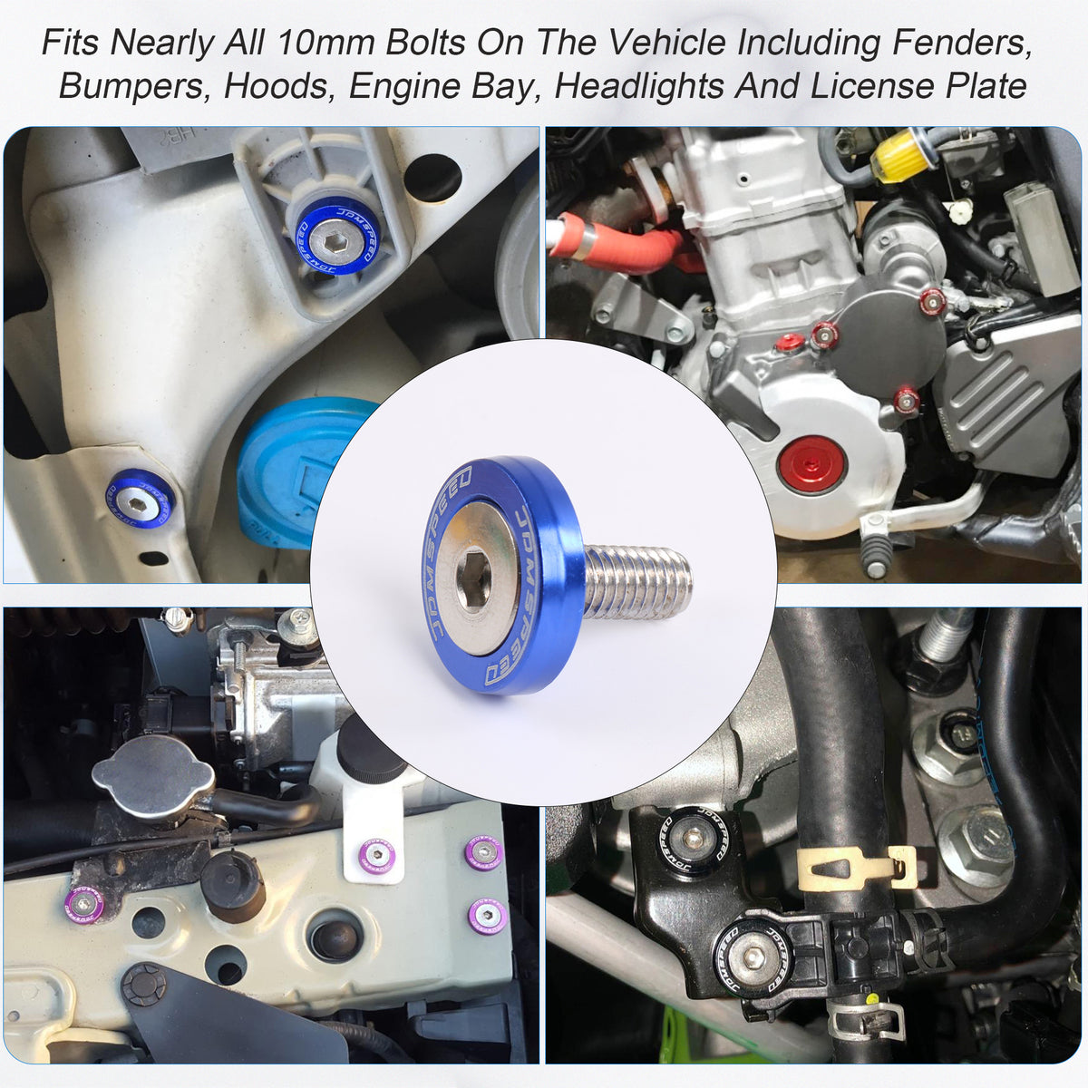 JDMSPEED New 20pcs Universal Blue Color Aluminum Fender Washer Engine ...