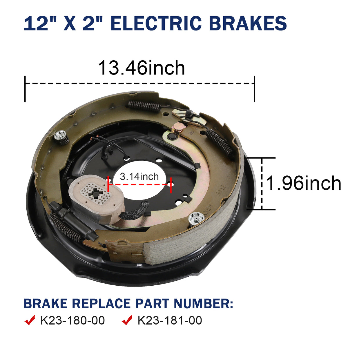 JDMSPEED NEW 12" x 2" Left & Right Electric Brake w/ 8 on 6.5" Bolt Ci ...