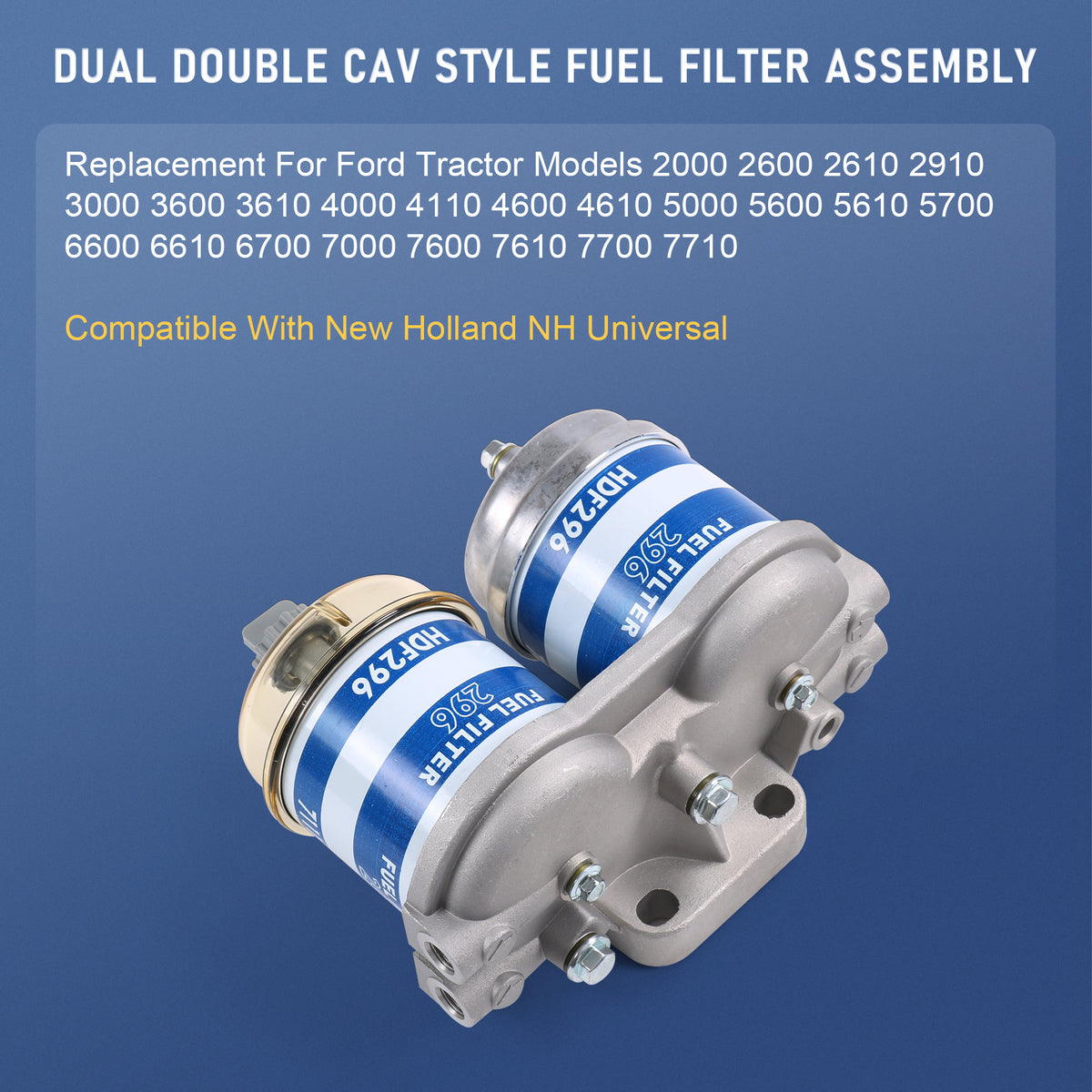 JDMSPEED NEW Fuel Filter Assy, Dual For Ford Tractors 2000, 3000, 4000 ...