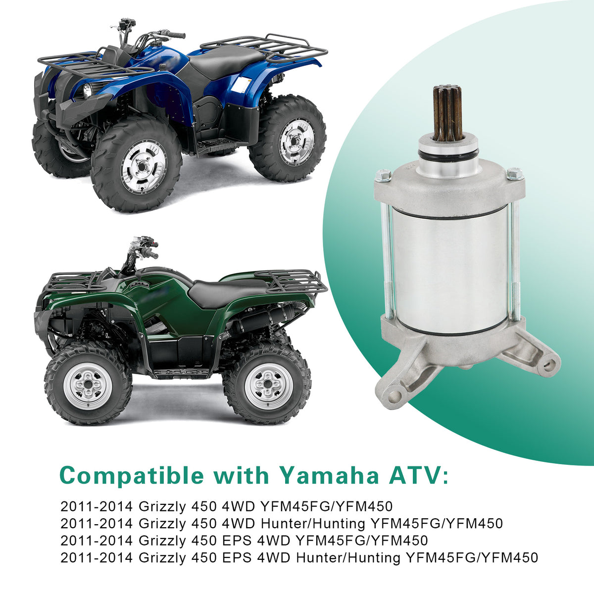 JDMSPEED Starter For Yamaha 1CT-81890-00-00 Starting Starter Motor YFM ...