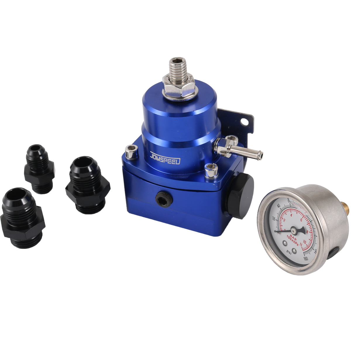 JDMSPEED AN8 AN6 BLUE Fuel Inject Pressure Regulator Kit W/ 0-160psi O ...