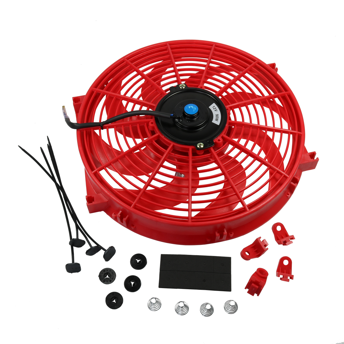 JDMSPEED Red 12V 14" inch Universal Slim Fan Push Pull Electric Radiat ...