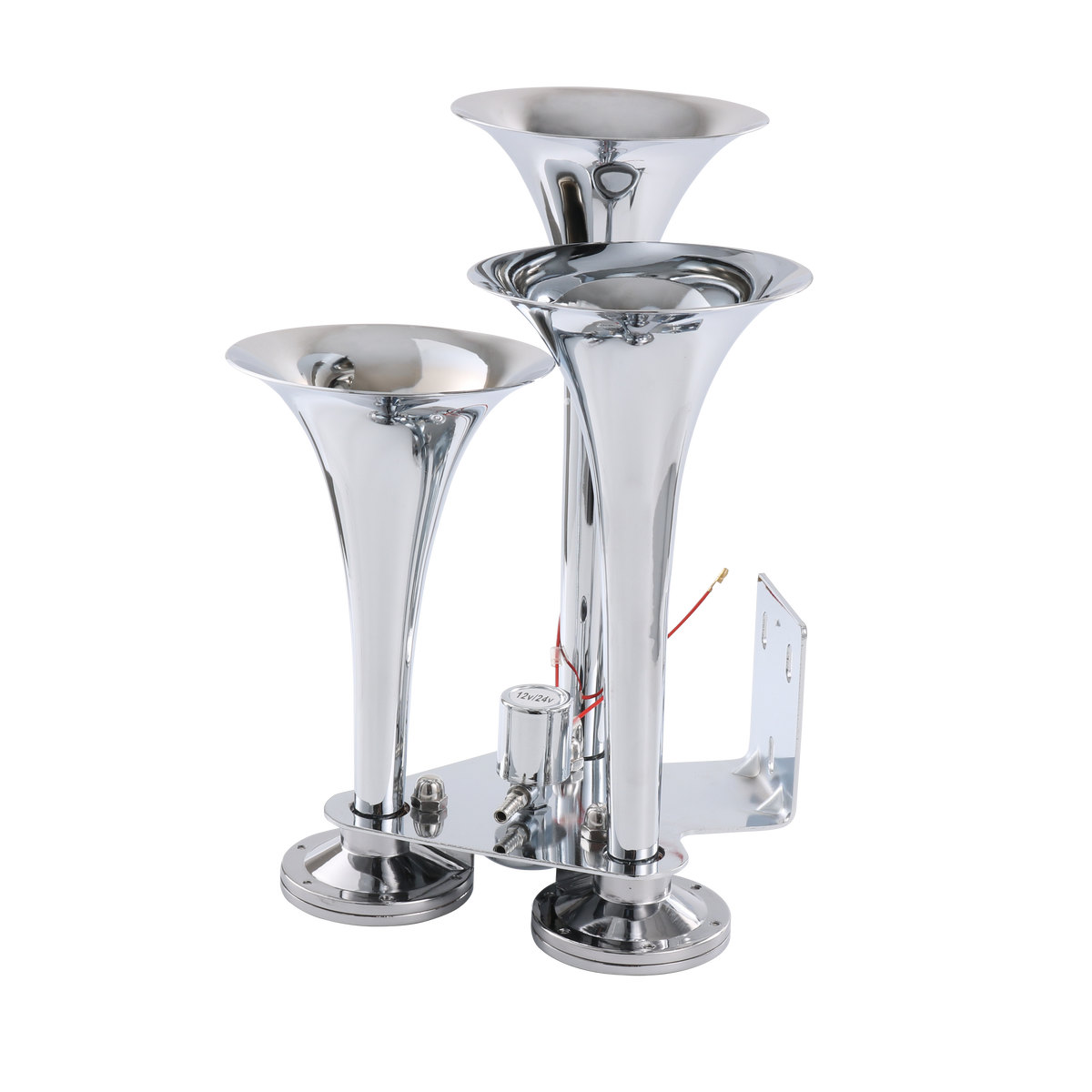 JDMSPEED 12V Chrome Impact 152db 3 Triple Trumpet Air Horn Kit Huge De ...