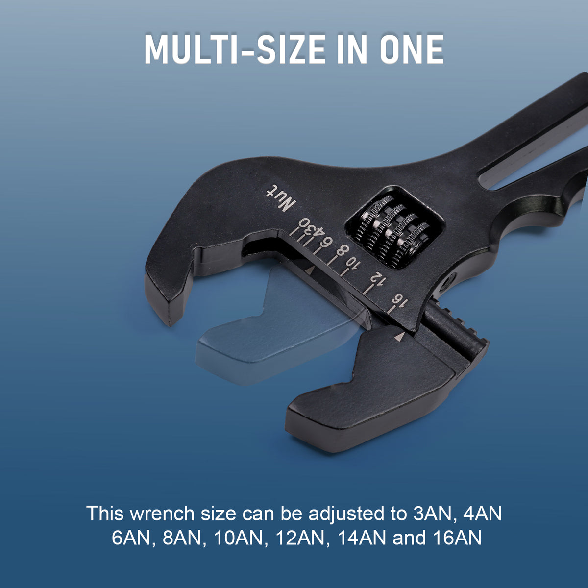 JDMSPEED 3AN To 16AN Adjustable Wrench Black Aluminum Tool Spanner For ...