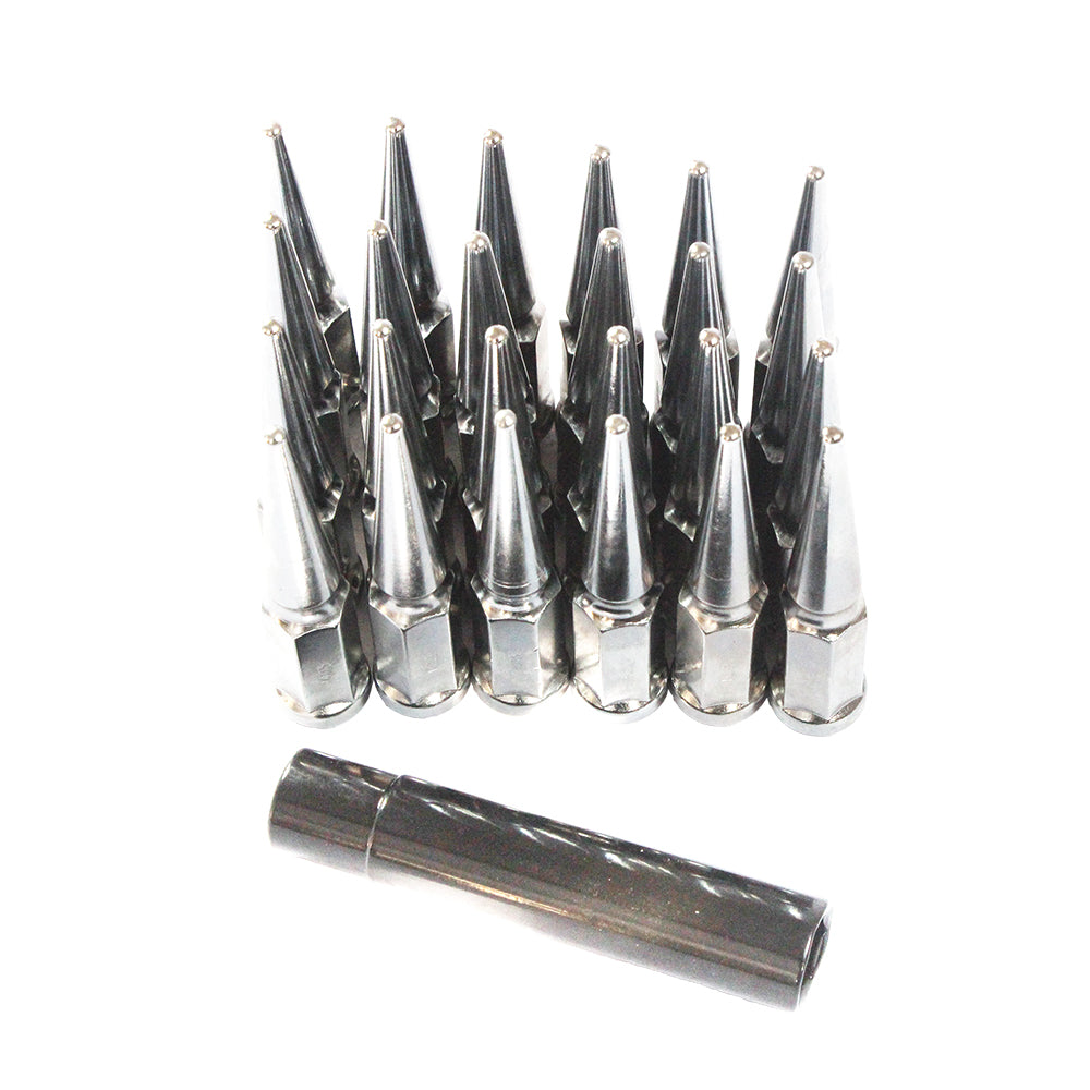 JDMSPEED 24 PCS Chrome Spike Lug Nuts 14x1.5 For Chevy Silverado Tahoe ...